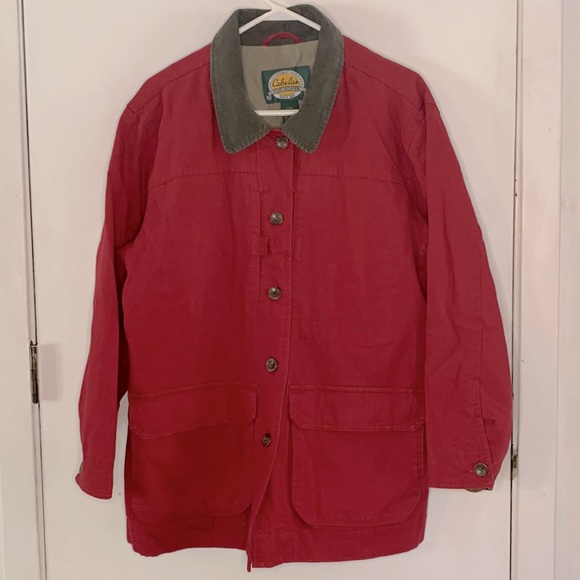 Cabela's | Jackets & Coats | Cabelas Dark Red Canvas Twill Chore Coat With Moss Green Corduroy ...